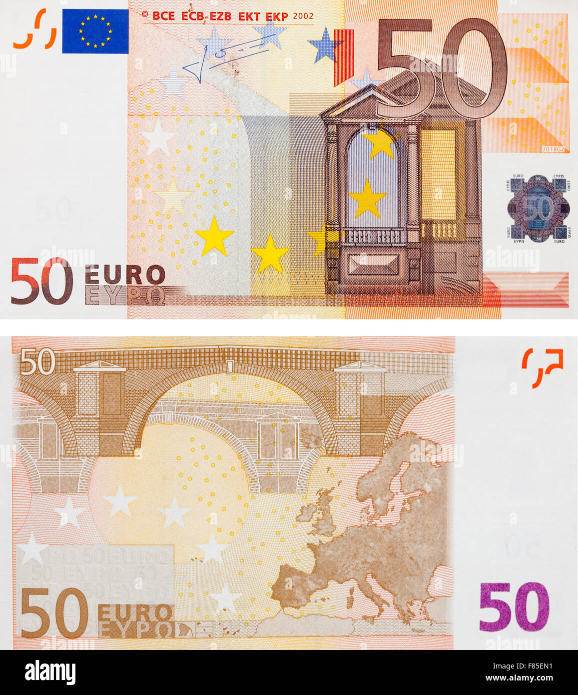 fifty euro. New banknote obverse and reverse Stock Photo - Alamy