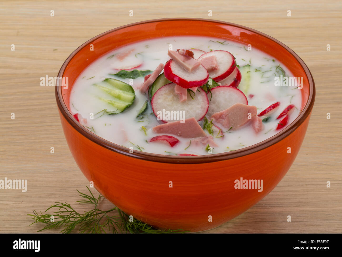 Traditional Russian cold soup - Okroshka Stock Photo - Alamy