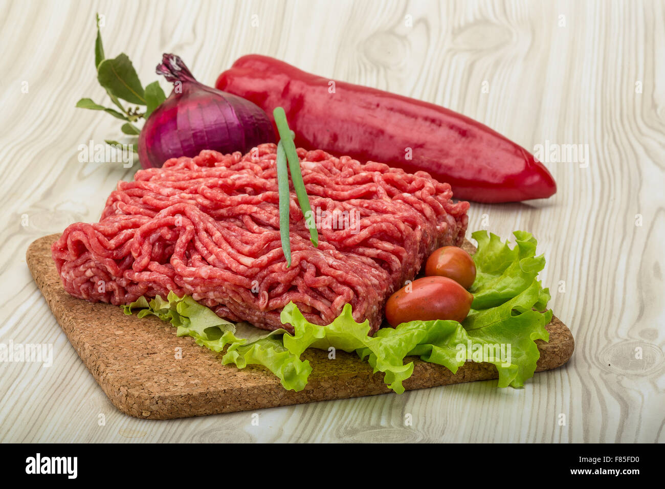 Raw minced beef with onion - ready for cooking Stock Photo - Alamy