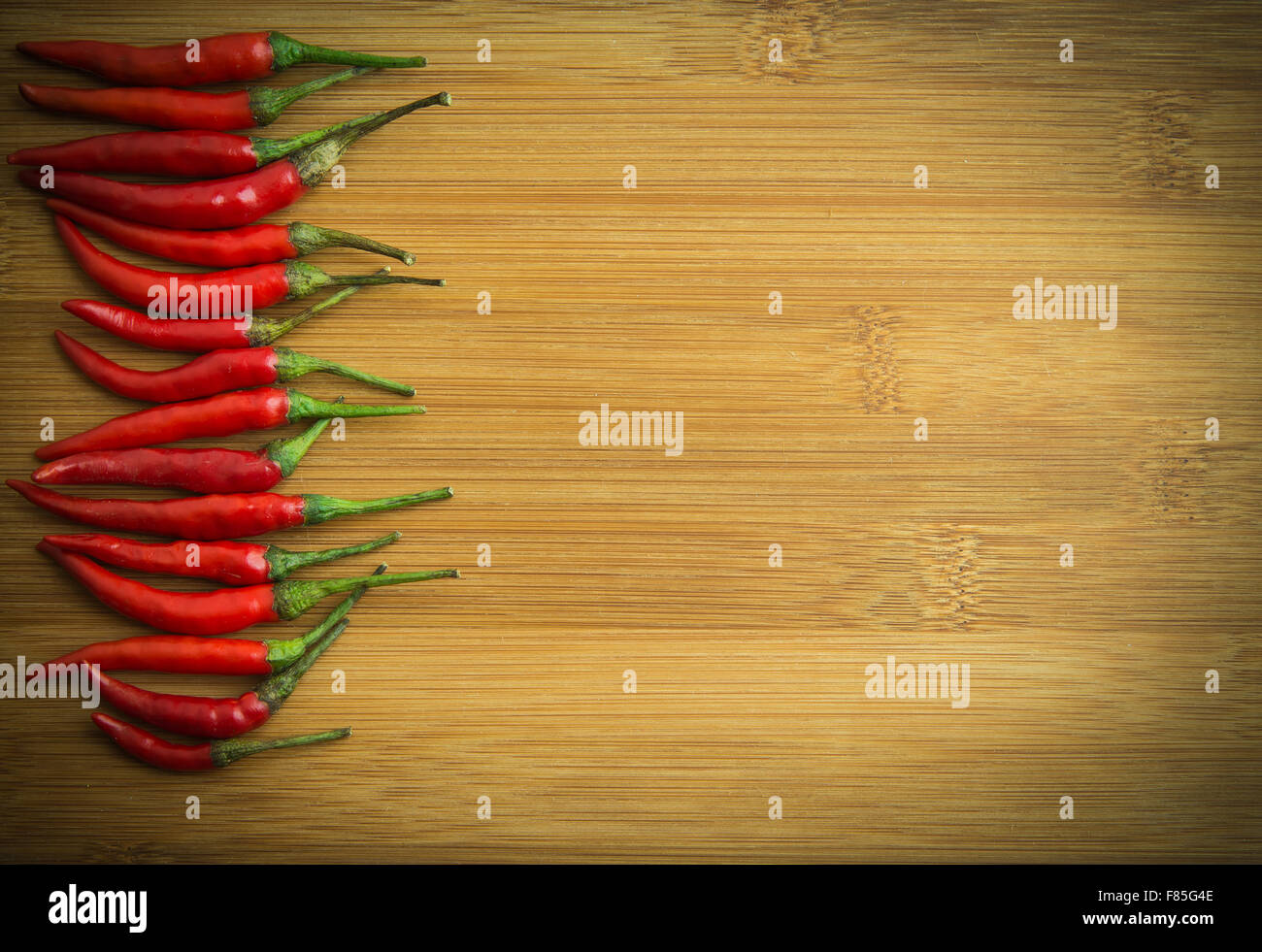 Red chilli pepper on Left side of chopping block 2 Stock Photo - Alamy