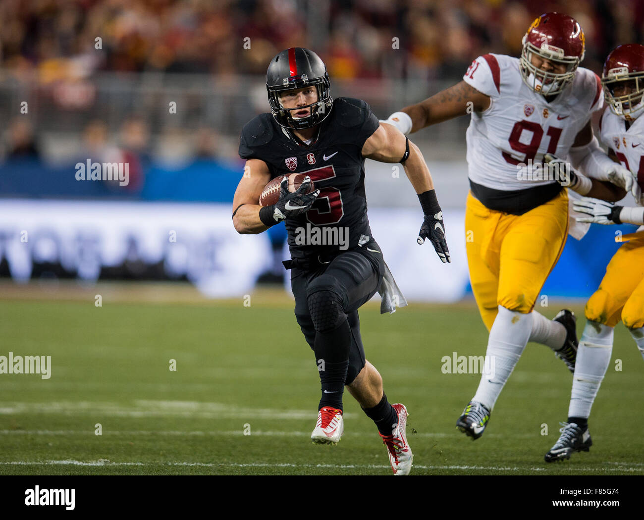 Los Angeles, CA, USA. 05th Dec, 2015. Stanford Cardinal running back (5 ...