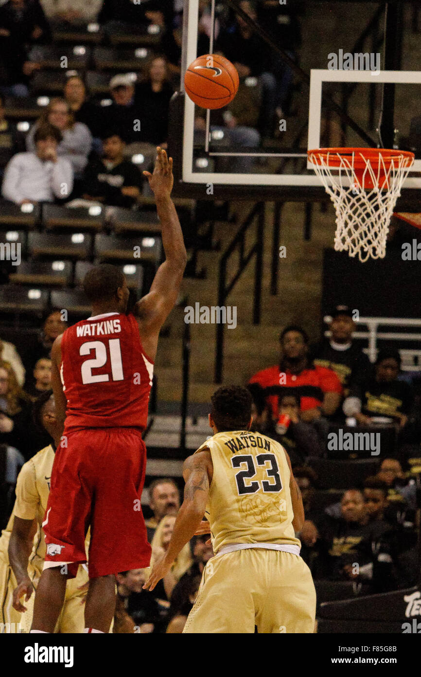 Winston-Salem, NC, USA. 4th Dec, 2015. Arkansas Razorbacks guard ...