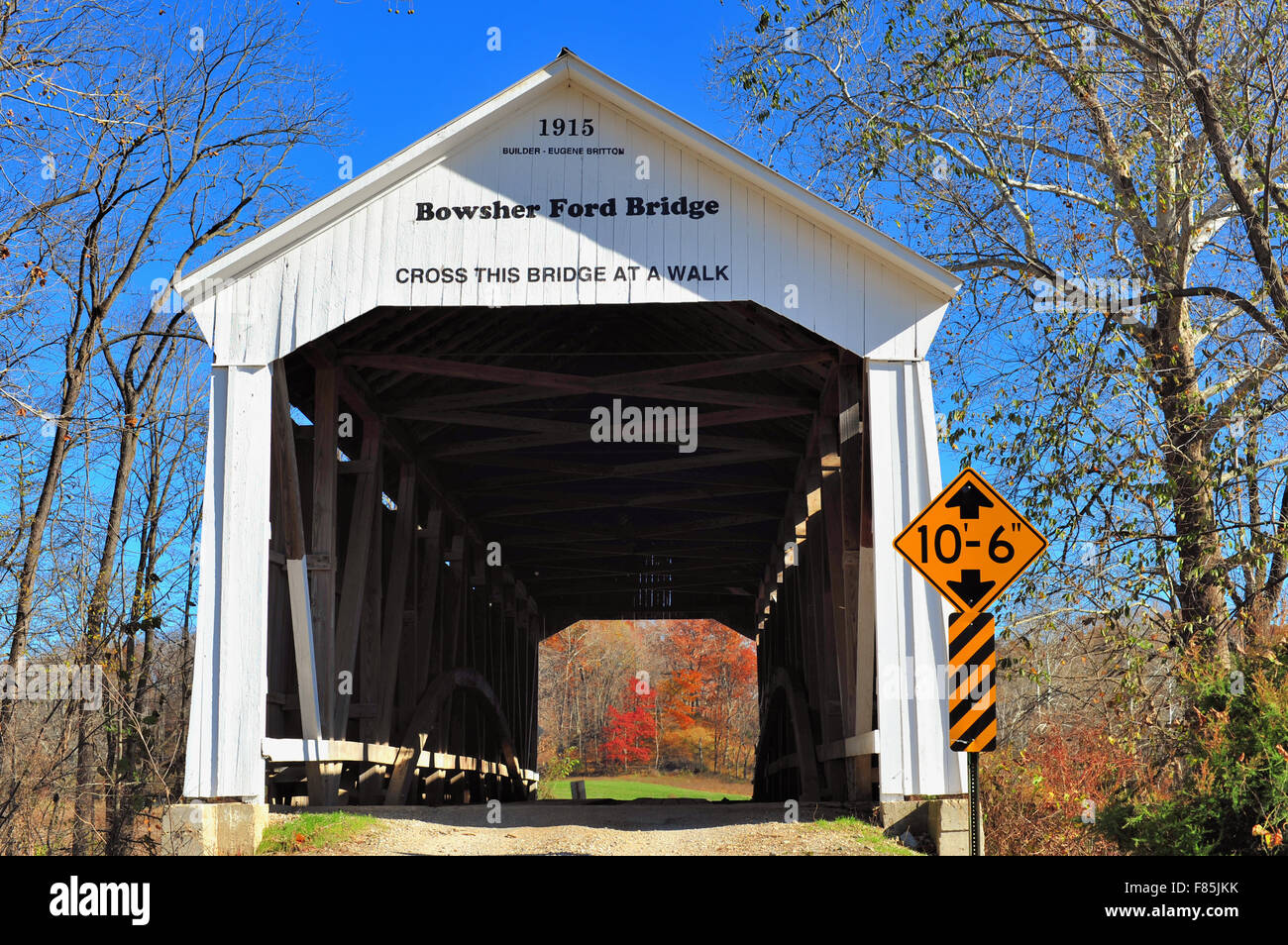 The Bowsher Ford Bridge in Parke County, Indiana over Mill Creek near ...