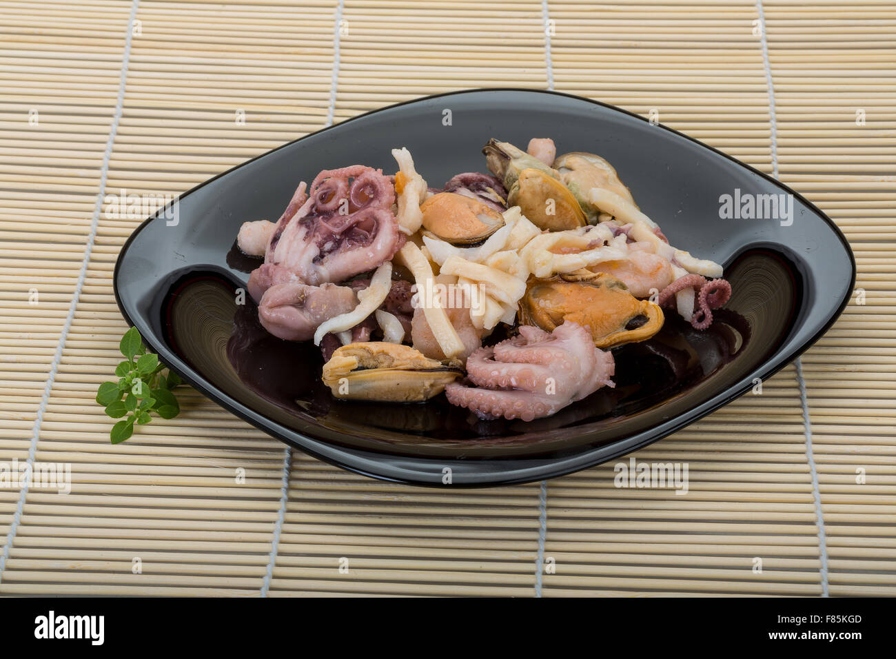 Seafood cocktail with octopus, shrimp, calamari and mussel Stock Photo ...