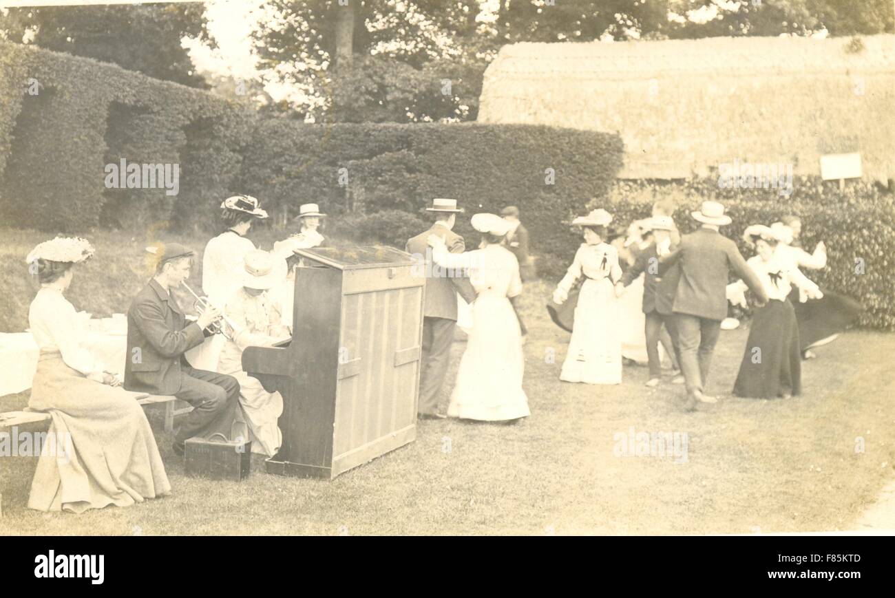 Postcard of village dancing party Stock Photo - Alamy