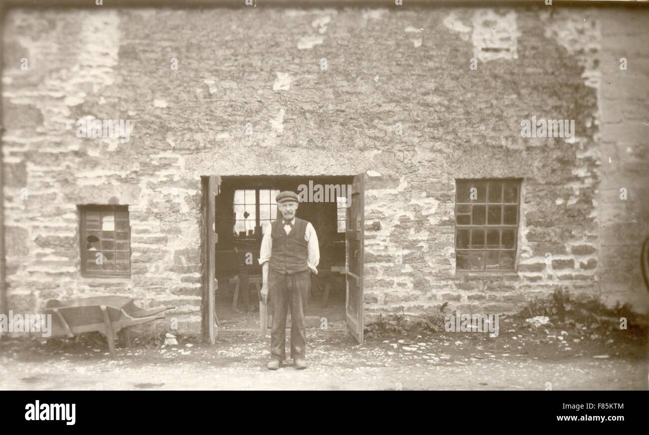 Portrait photograph of carpenter outside his workshop Stock Photo - Alamy