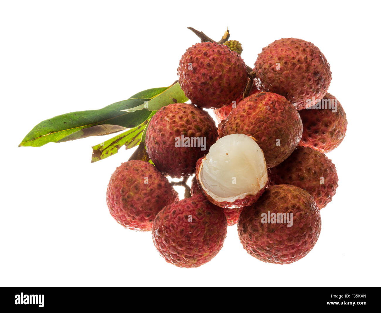 Asian fruit lychee heap isolated Stock Photo - Alamy