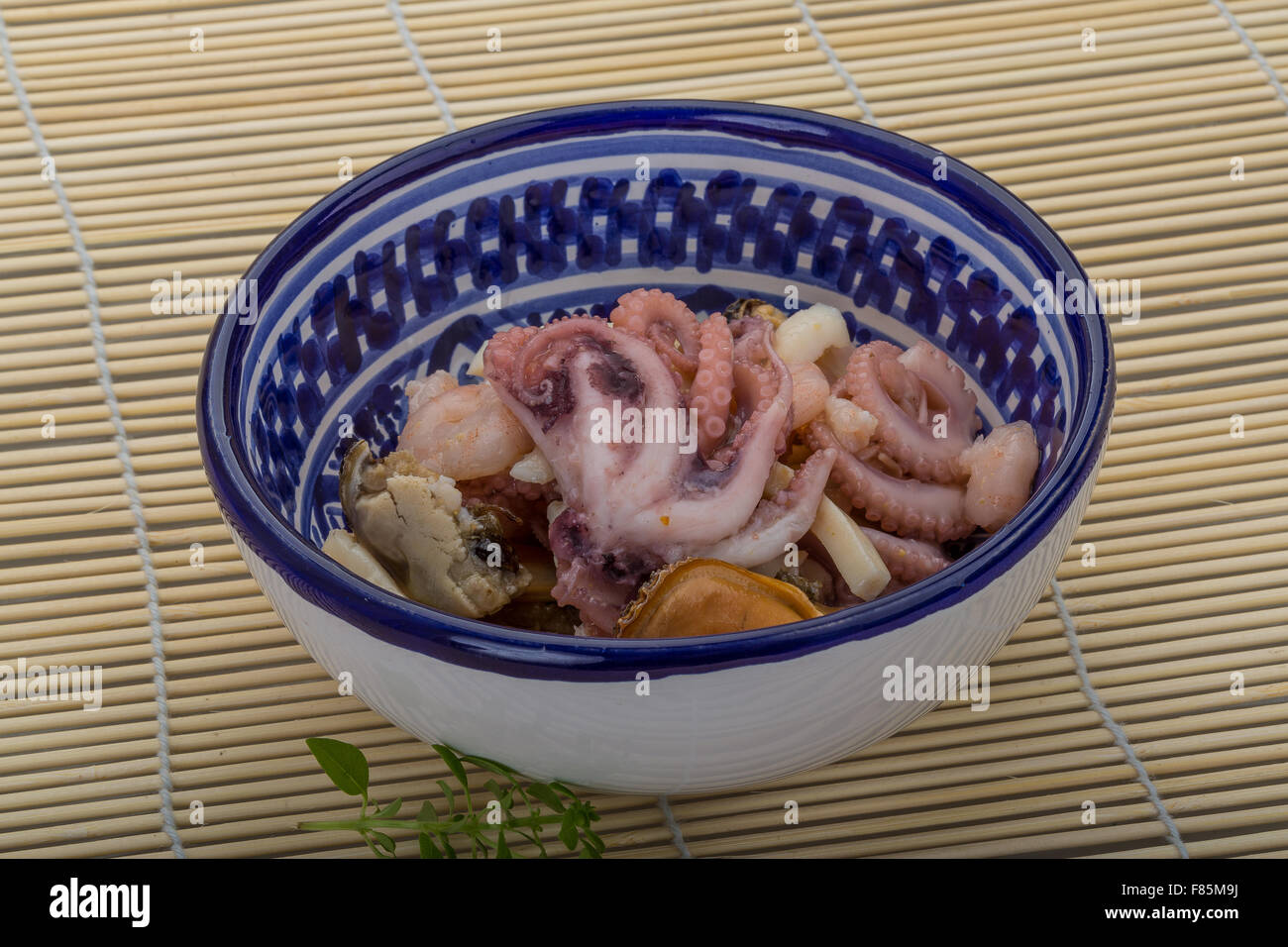 Seafood cocktail with octopus, shrimp, calamari and mussel Stock Photo ...