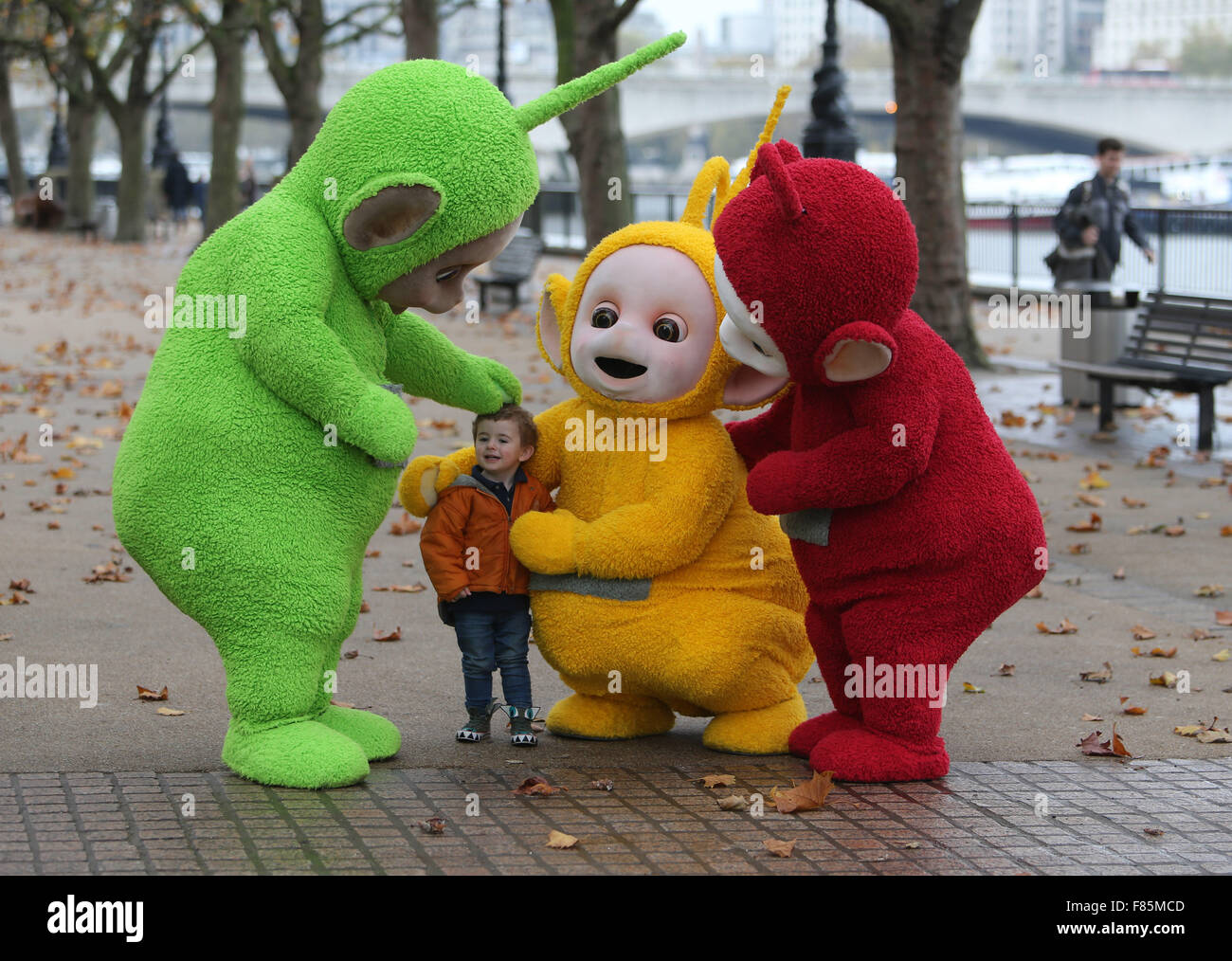 Teletubbies on the south bank giving away hugs outside ITV Studios ...