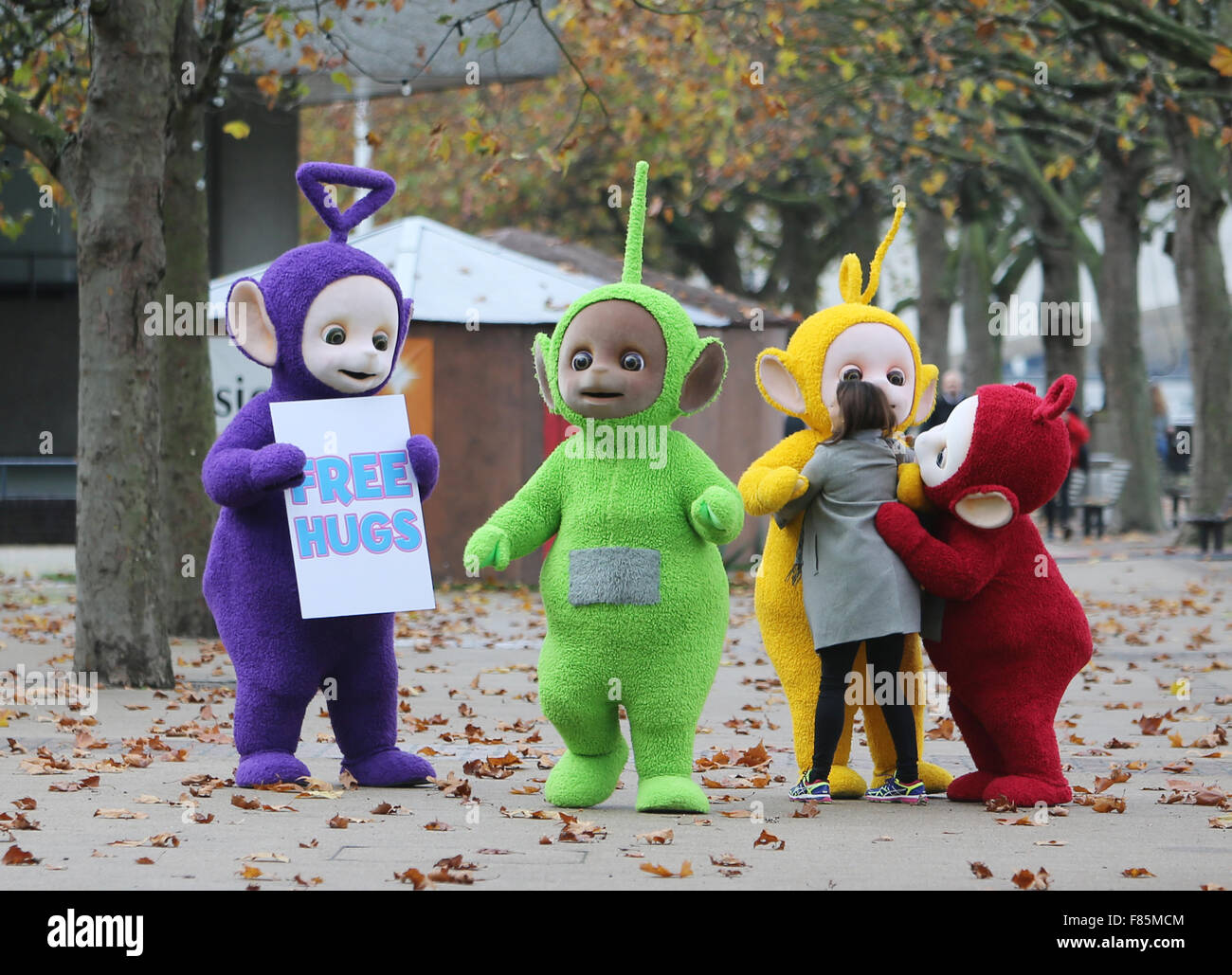 Teletubbies on the south bank giving away hugs outside ITV Studios ...