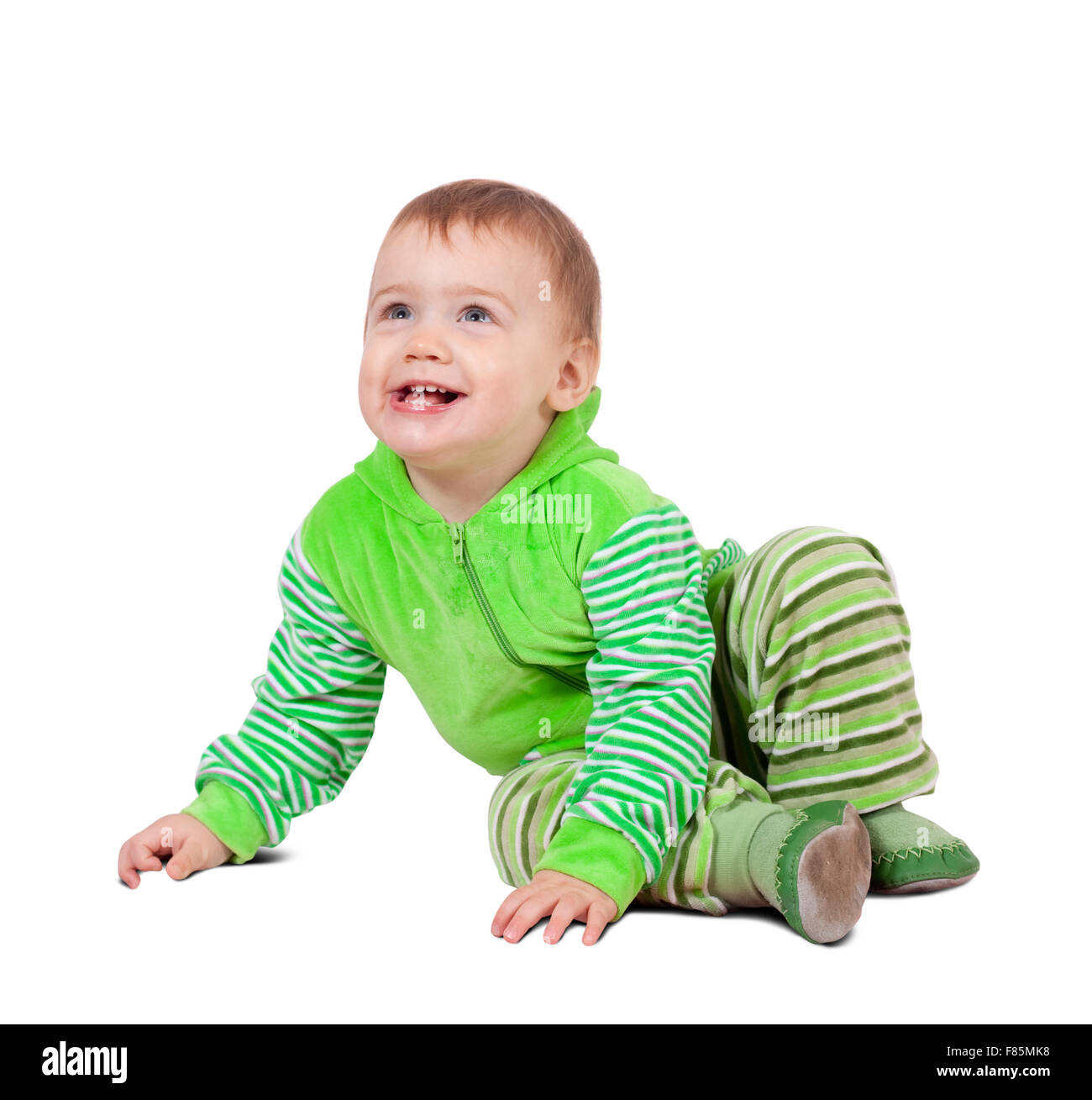 Sitting toddler. Isolated over white background with shadow Stock Photo ...