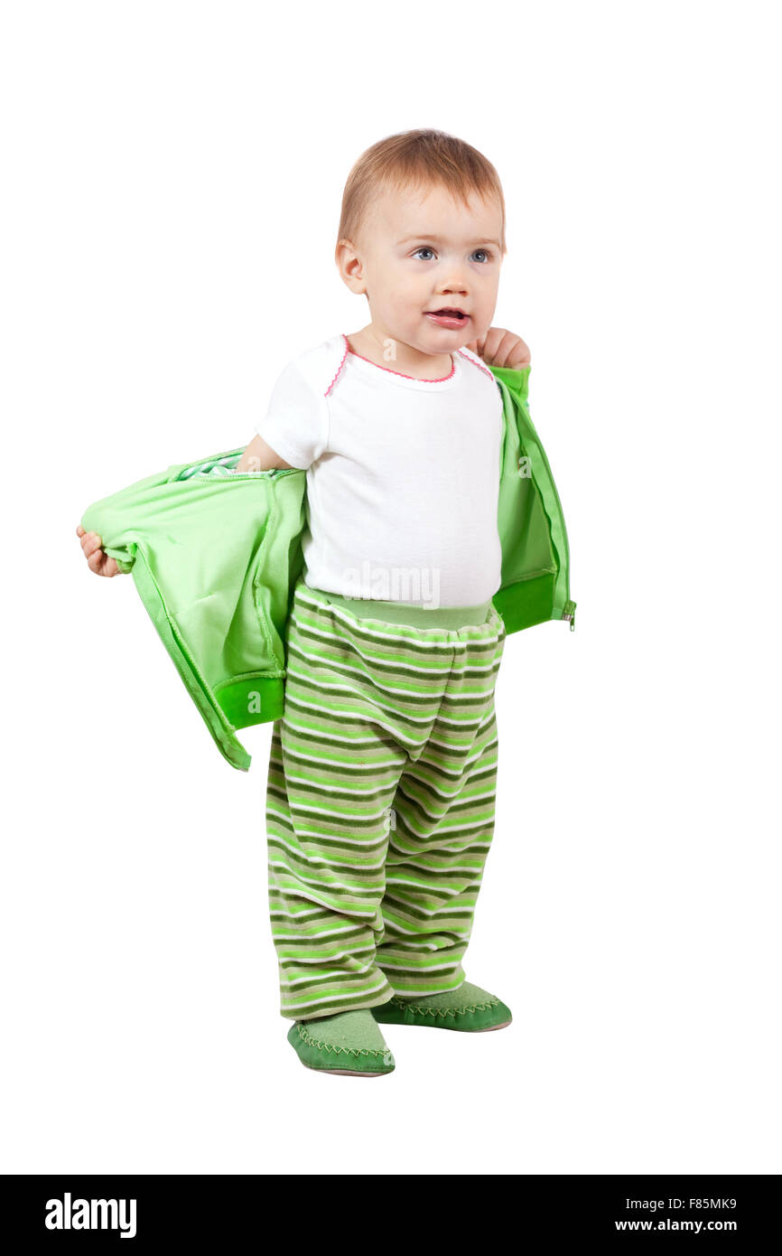 Year-old child standing over white background Stock Photo - Alamy