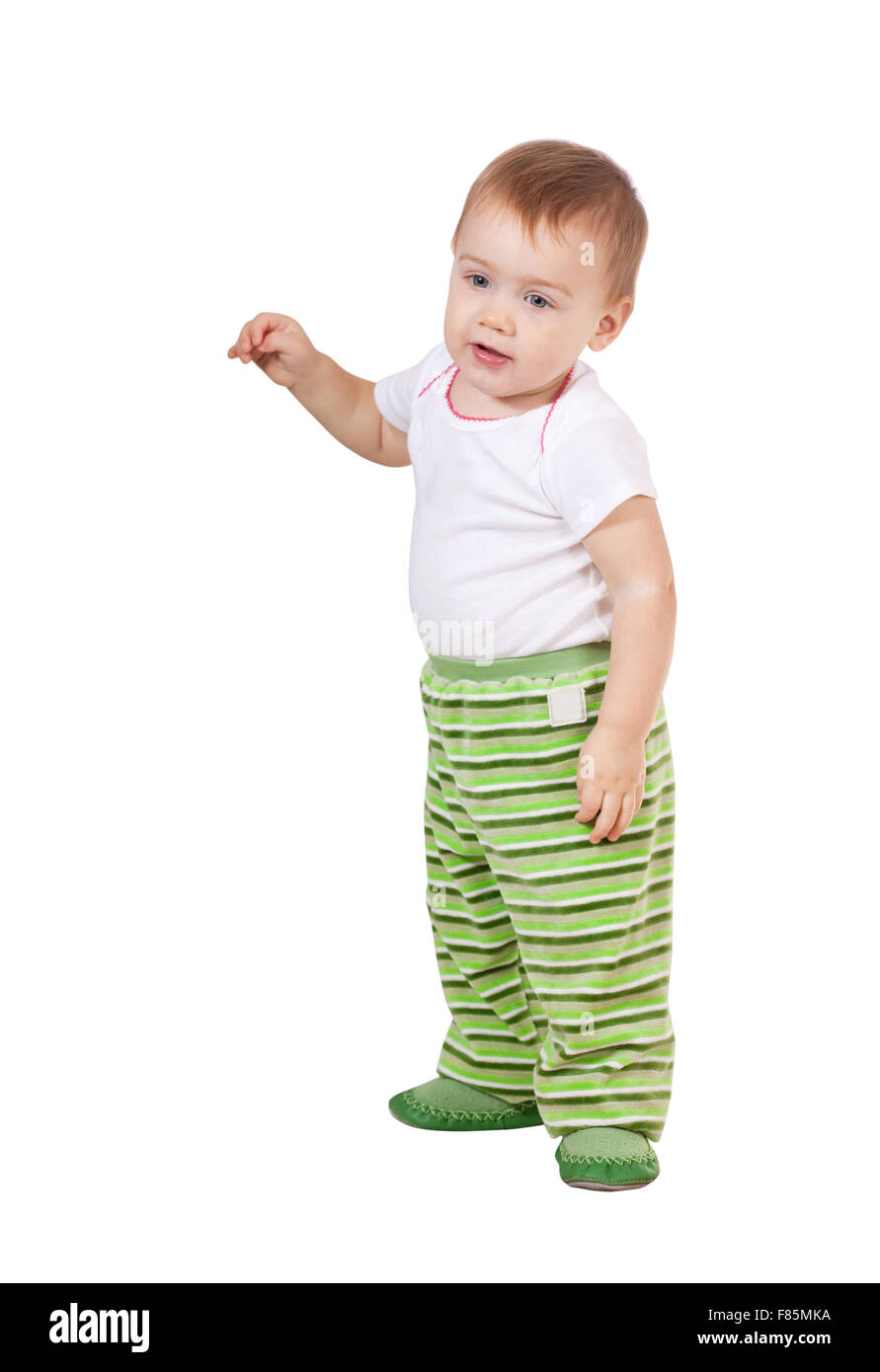 Happy toddler standing over white background Stock Photo - Alamy