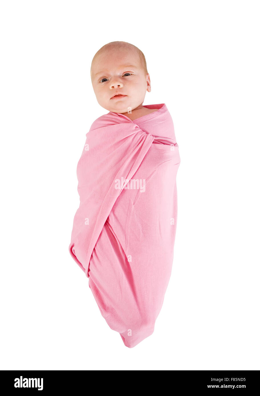 newborn baby in pink. Isolated over white background Stock Photo - Alamy