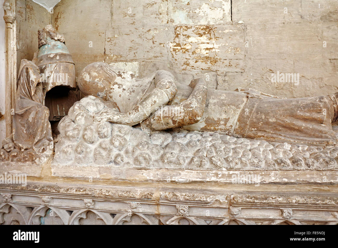 Detail of the medieval tomb of Sir Oliver de Ingham in the parish ...