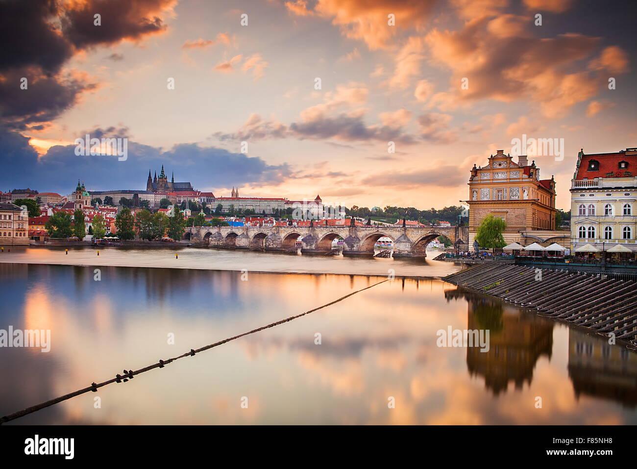 Charles Bridge and Prague Castle from Lavka Stock Photo - Alamy