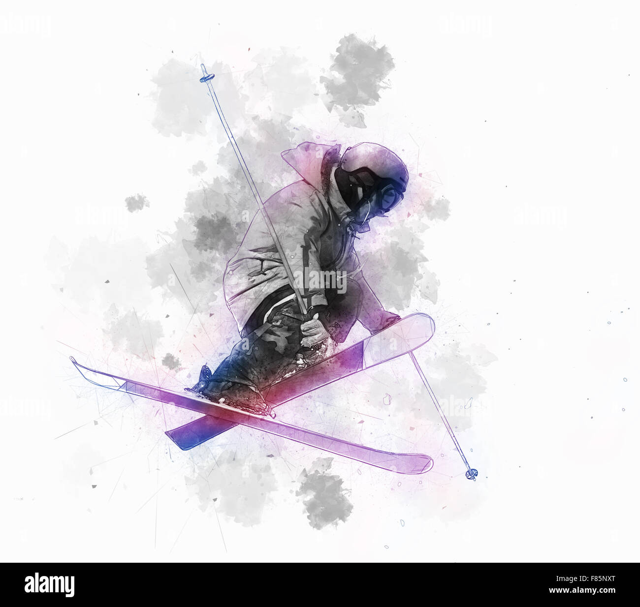 Jumping skier design Cut Out Stock Images & Pictures - Alamy