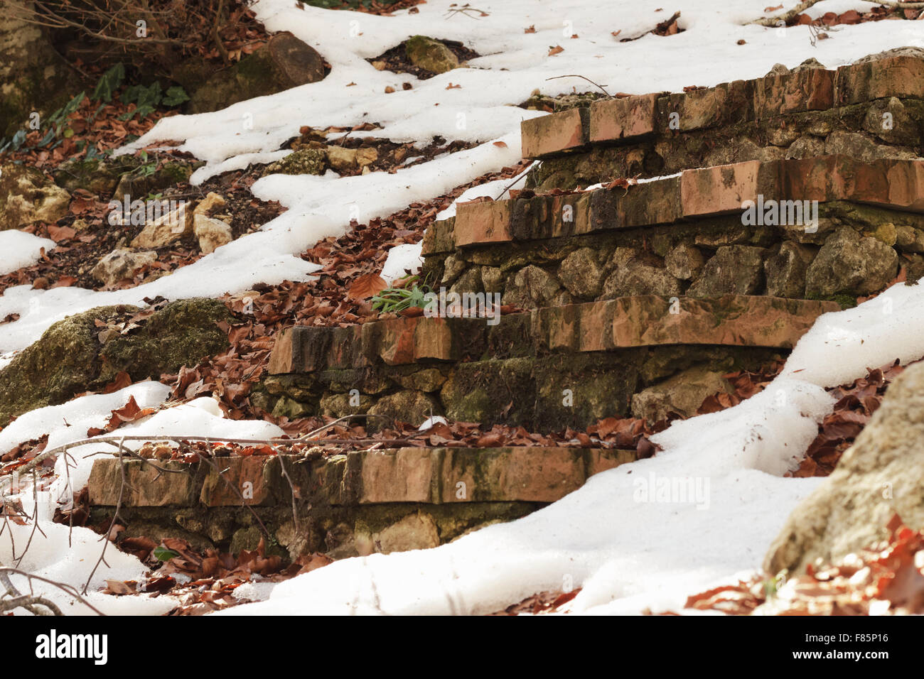 the steps in the snow Stock Photo - Alamy