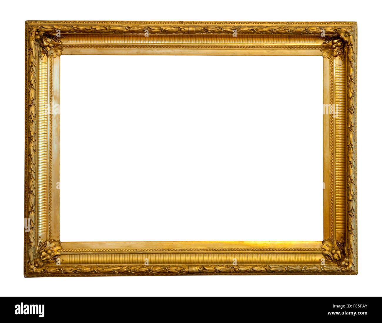 old gilded frame. Isolated over white background with clipping path ...