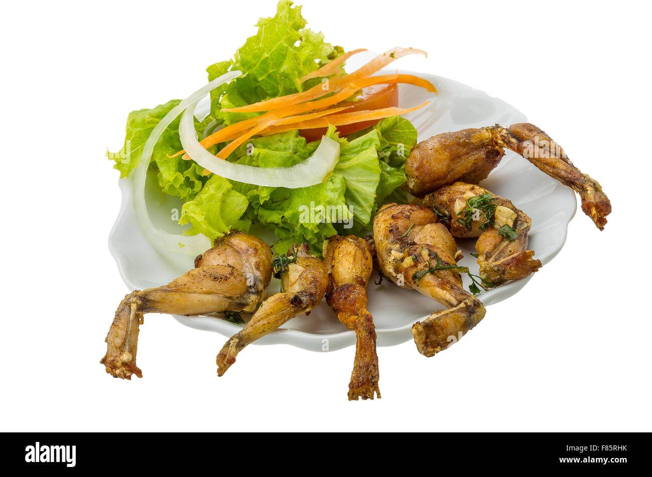 Grilled frog legs - French style Stock Photo - Alamy
