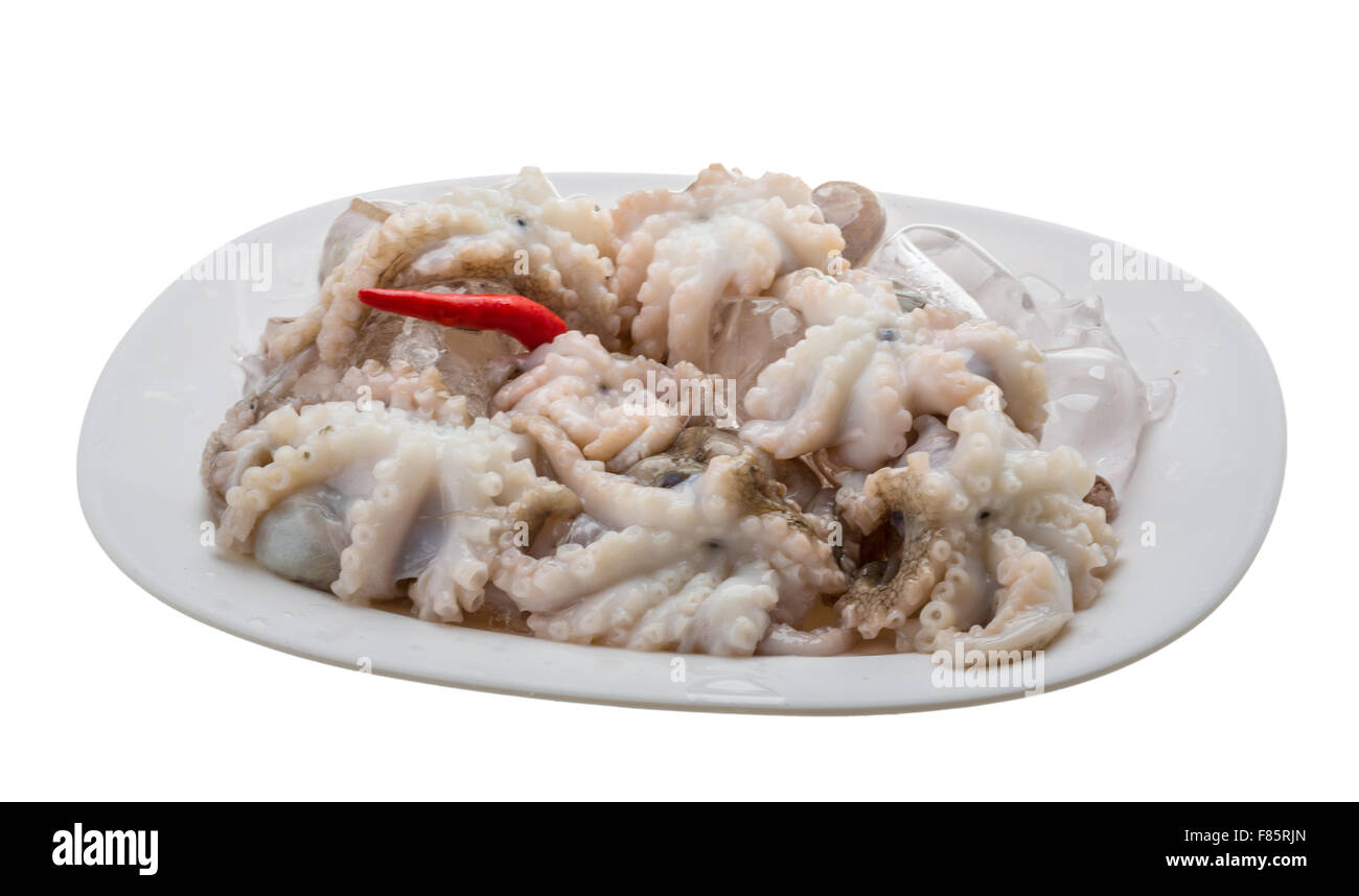 Raw fresh octopus isolated on white Stock Photo - Alamy