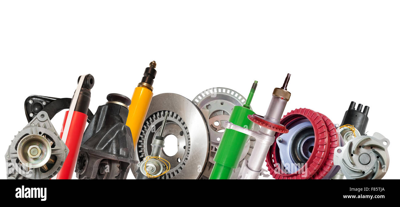 Borders of car parts. Isolated on white Stock Photo - Alamy