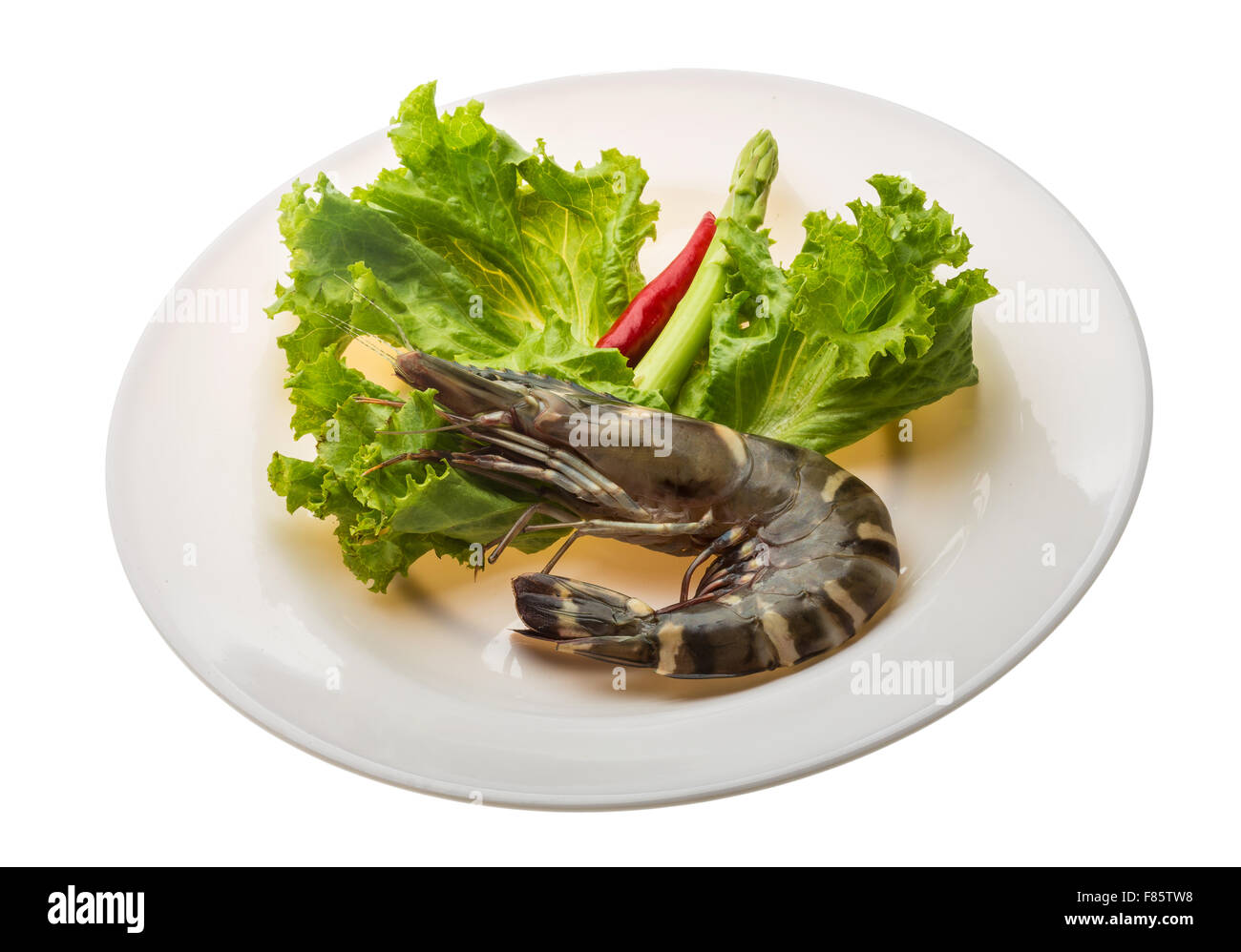 Raw Tiger prawn ready for cooking Stock Photo - Alamy