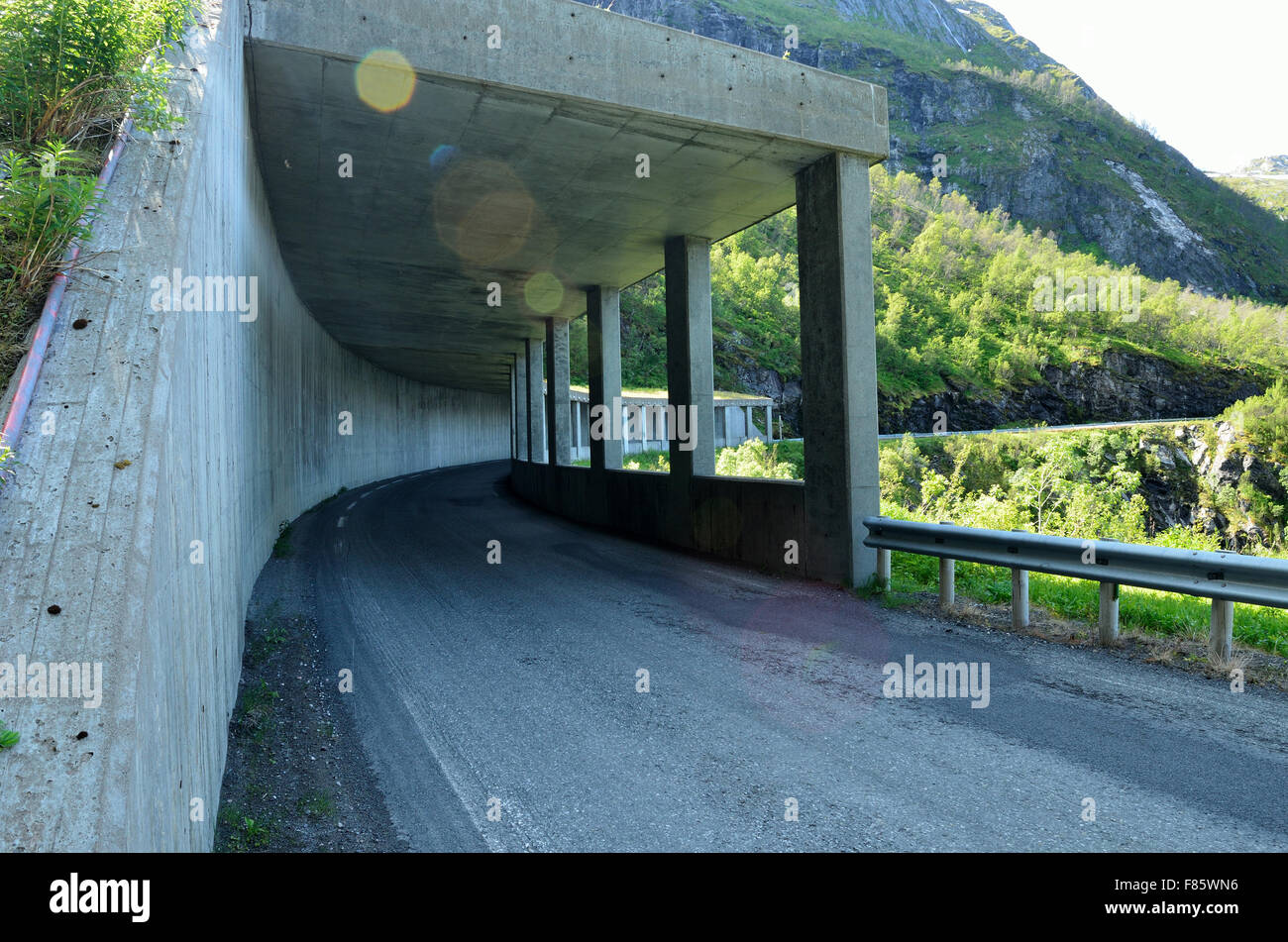 semi tunnel over road for falling rock protection Stock Photo - Alamy