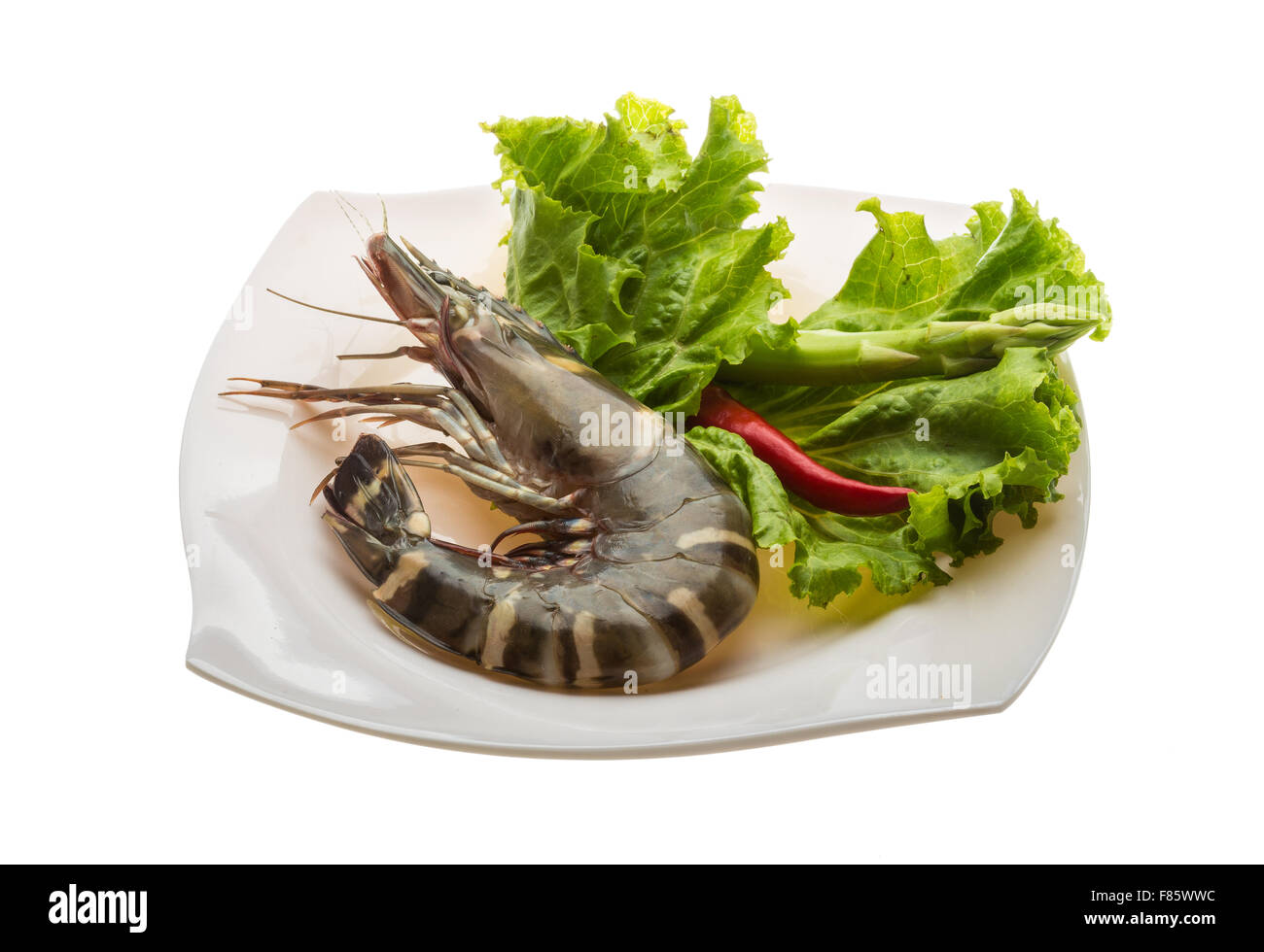 Raw Tiger prawn ready for cooking Stock Photo - Alamy
