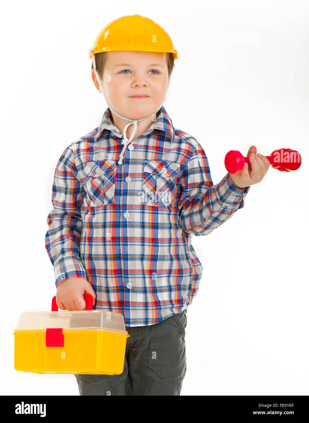 little boy fixing his toy Stock Photo - Alamy