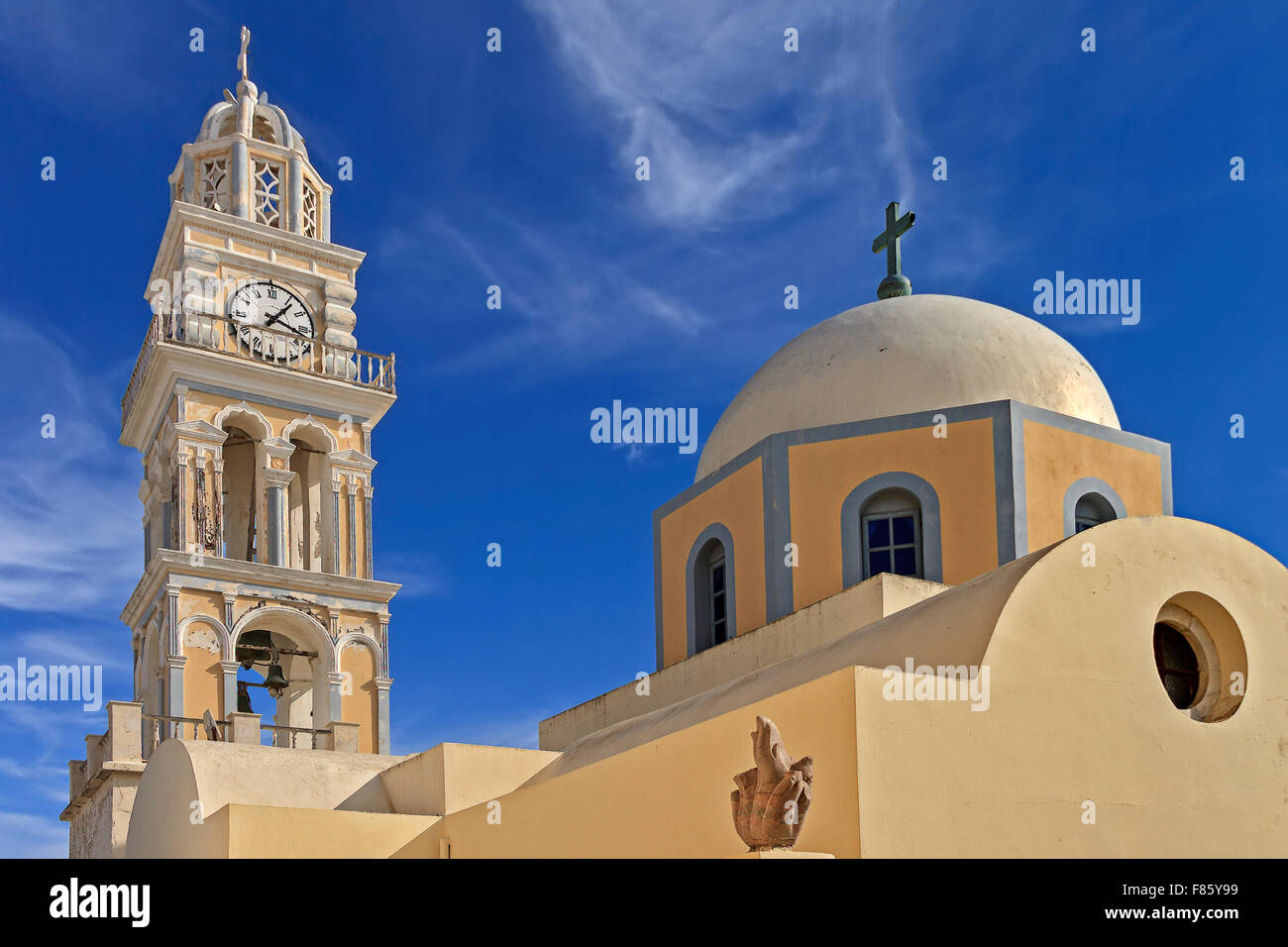 Santorini greece church clock tower hi-res stock photography and images ...