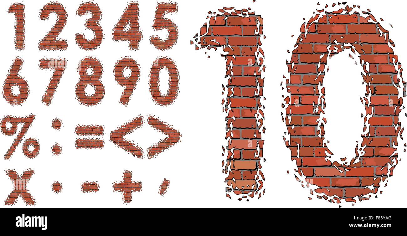 Brick digit - Illustration Stock Vector Image & Art - Alamy