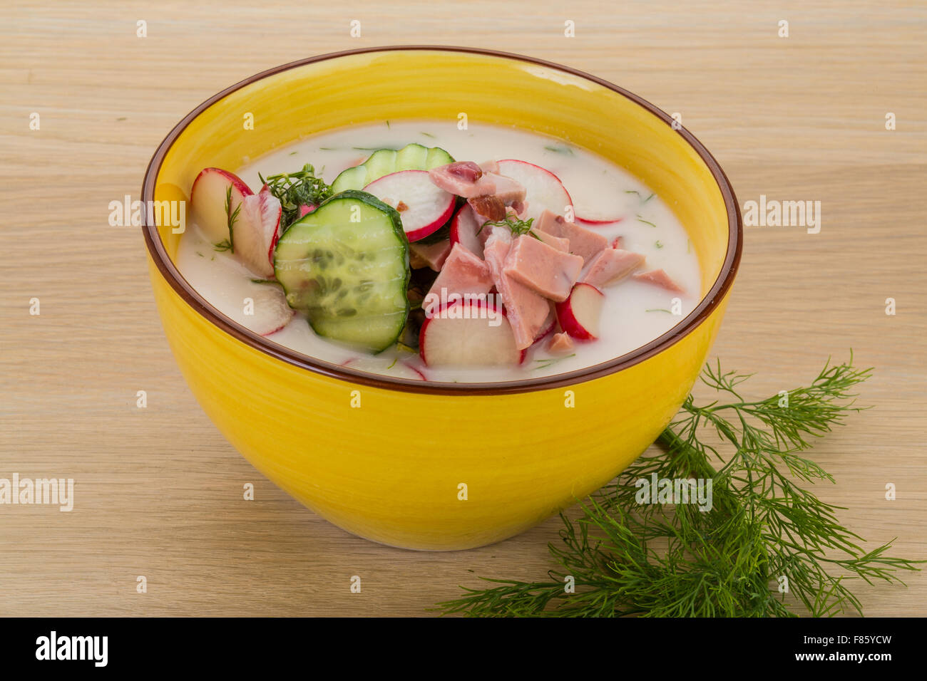 Traditional Russian cold soup - Okroshka Stock Photo - Alamy