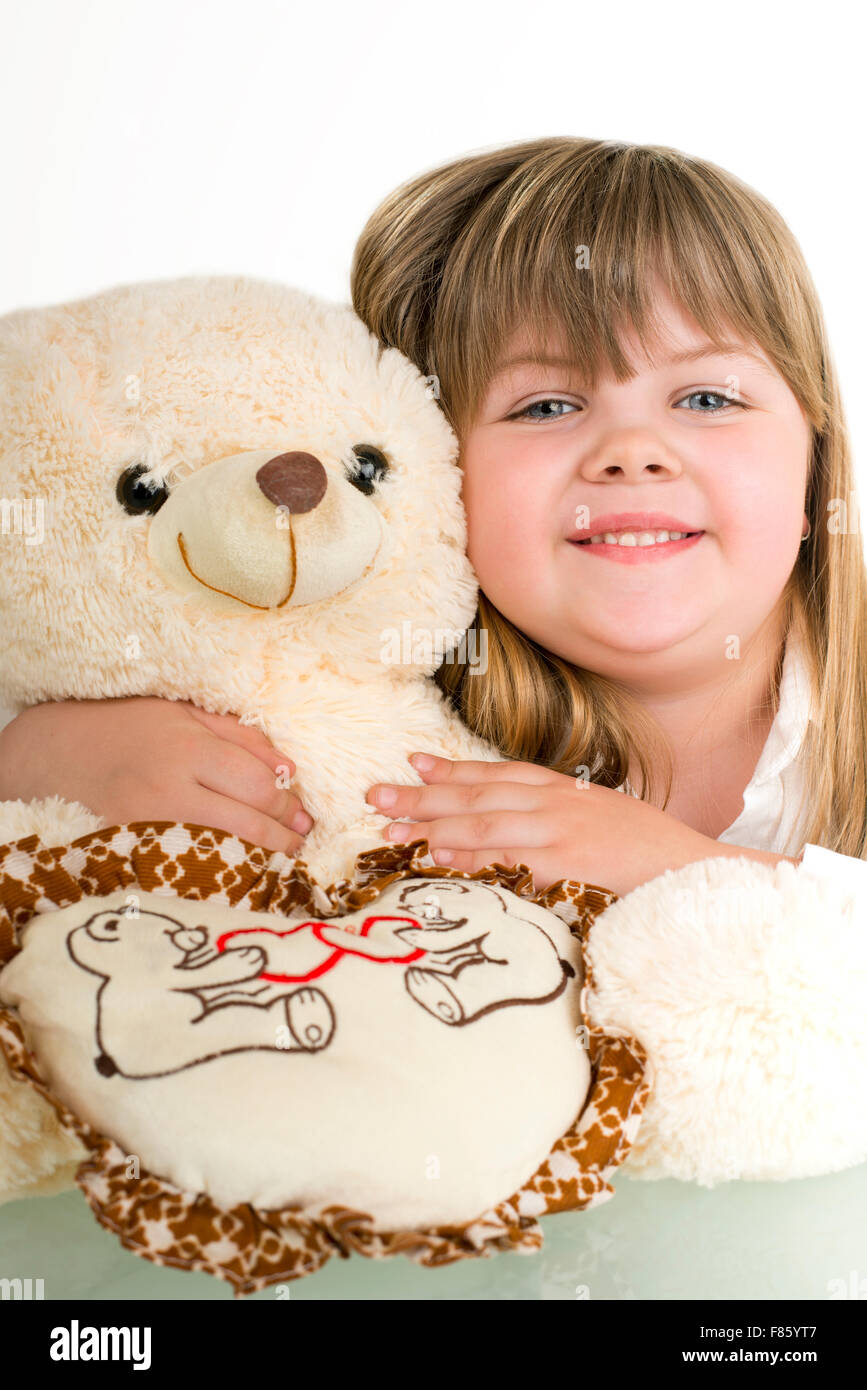a girl and her beloved bear Stock Photo - Alamy