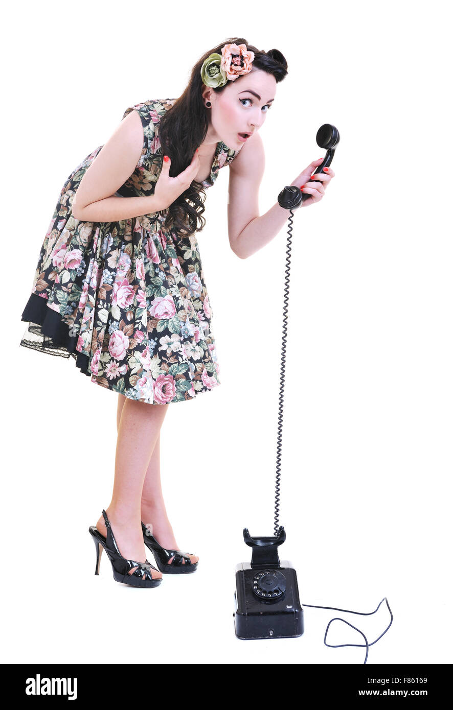 woman phone people fashion girl call isolated happy adult telephone ...
