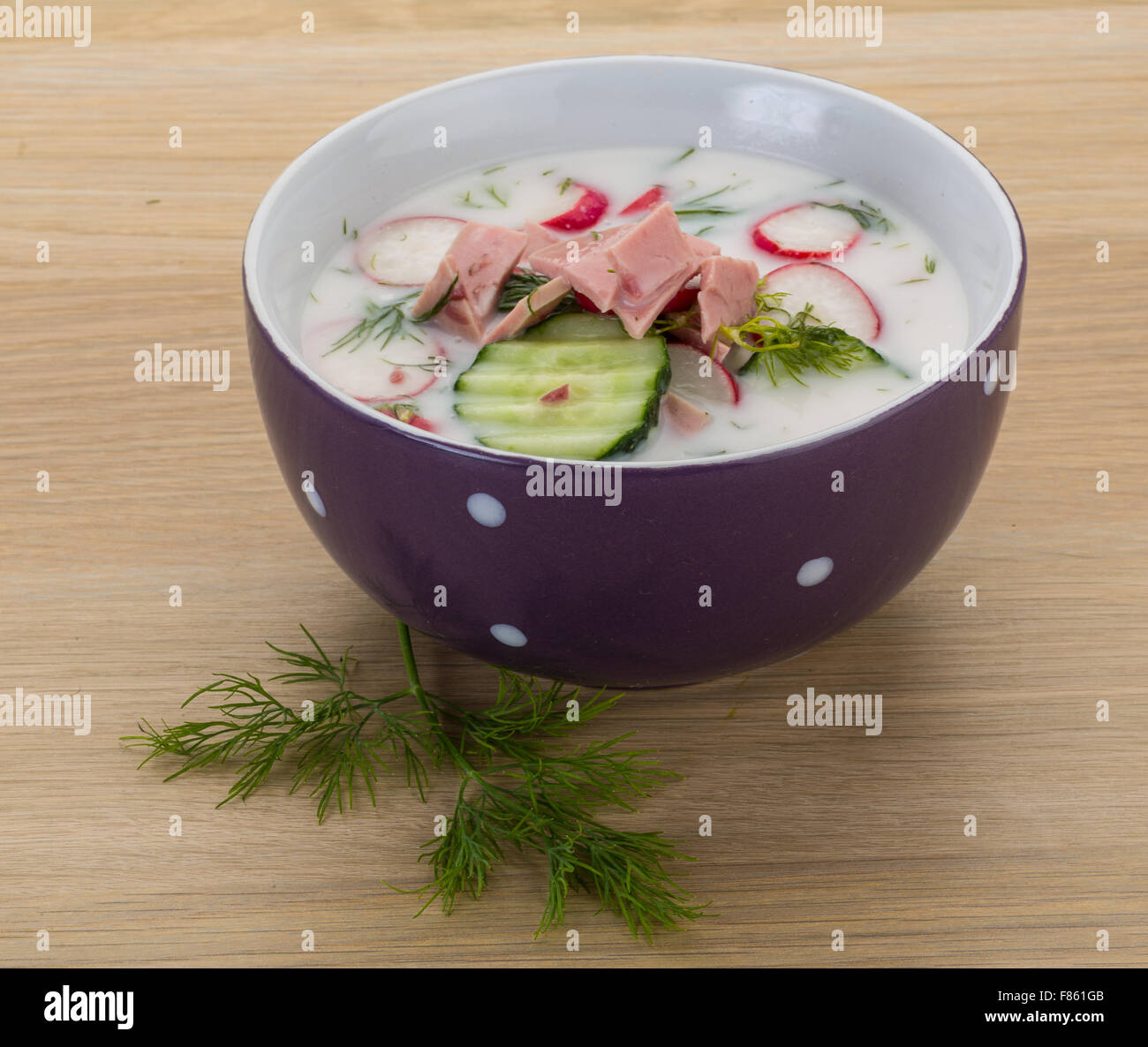 Traditional Russian cold soup - Okroshka Stock Photo - Alamy