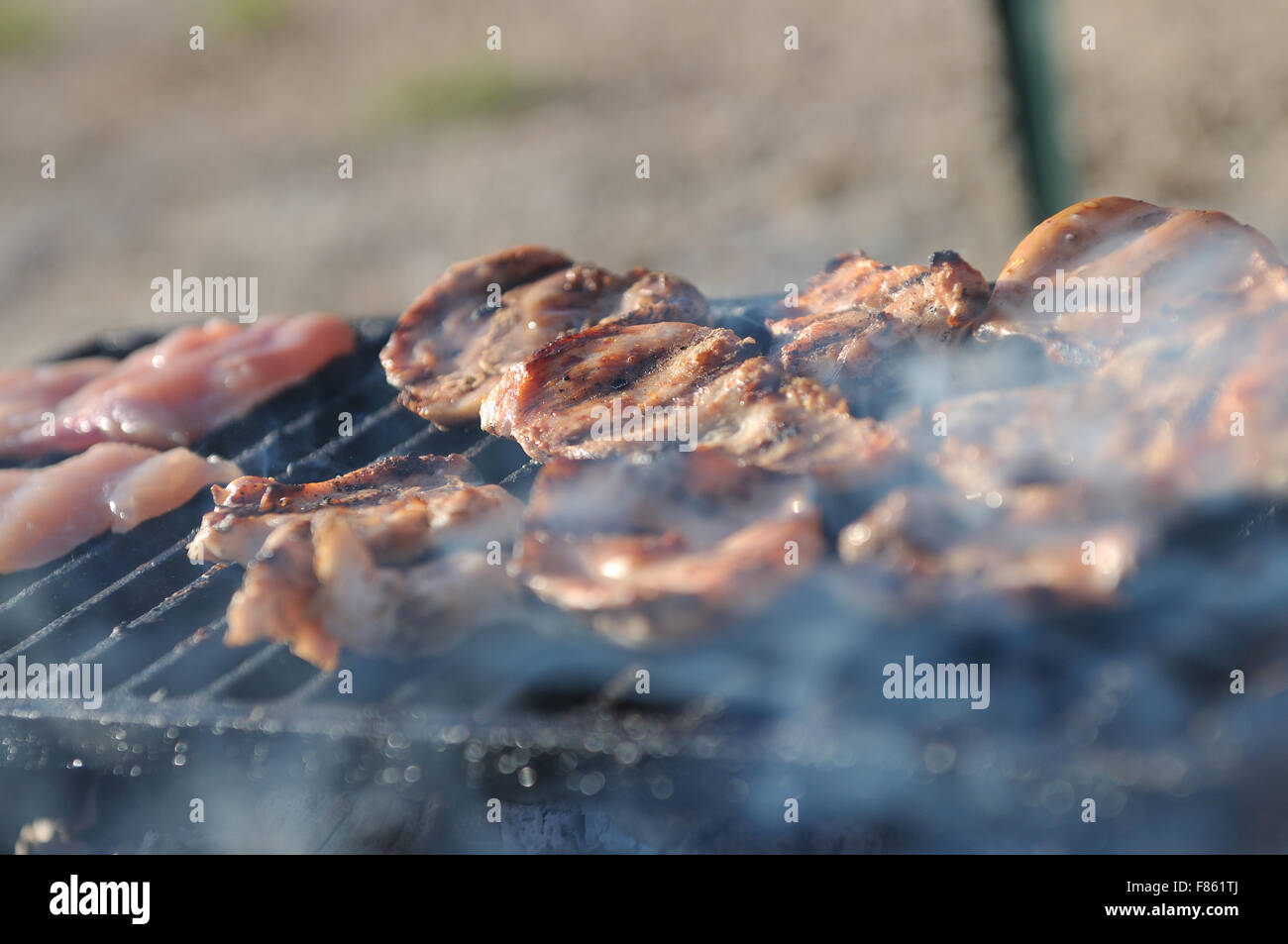 fresh food steak grill meat on fire outdoor Stock Photo - Alamy