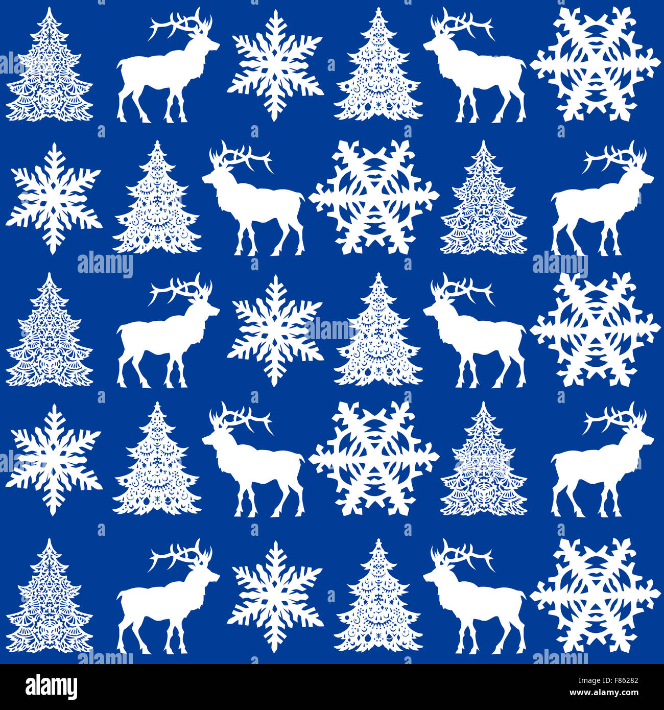 Christmas seamless pattern design - deer, snowflake and Christmas tree ...