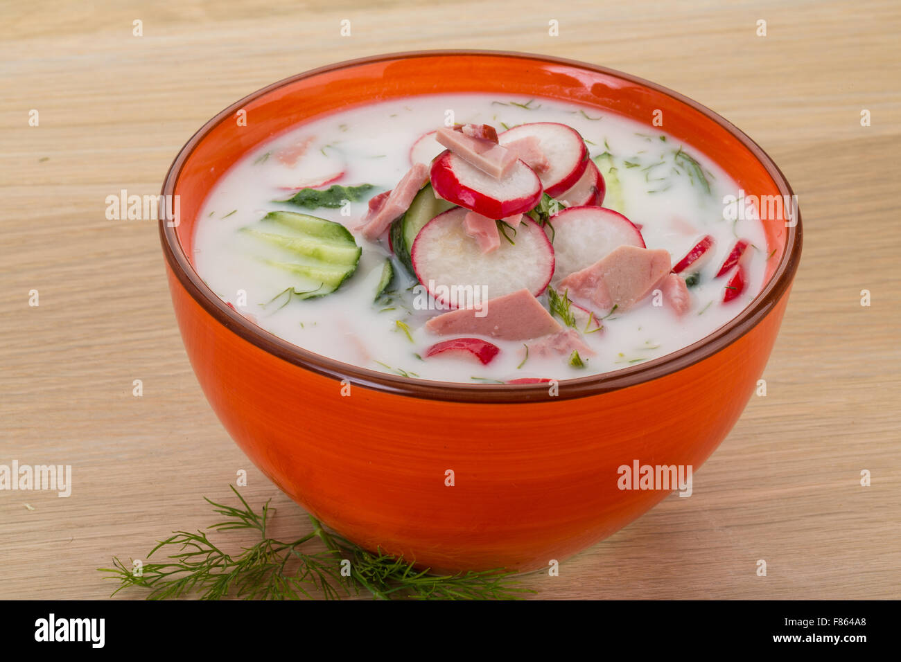 Traditional Russian cold soup - Okroshka Stock Photo - Alamy