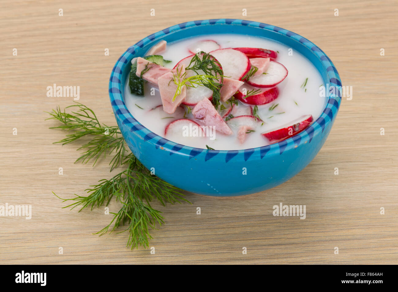 Traditional Russian cold soup - Okroshka Stock Photo - Alamy