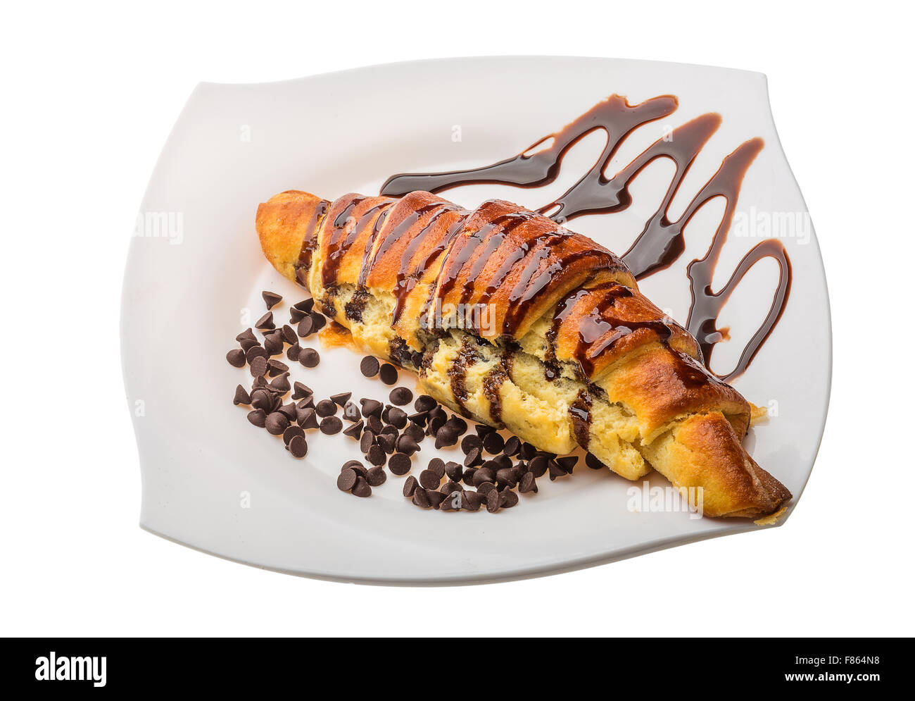 Fresh Croissant with chocolate topping Stock Photo - Alamy