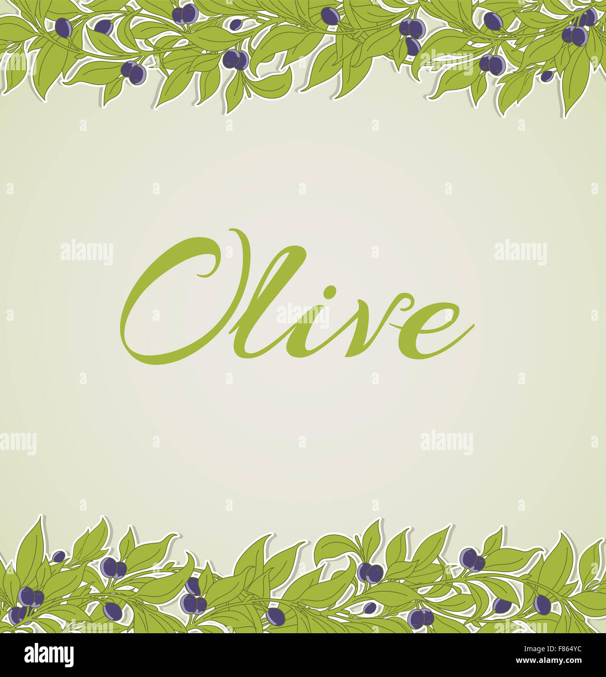 Decorative floral background with green olive branches Stock Photo - Alamy