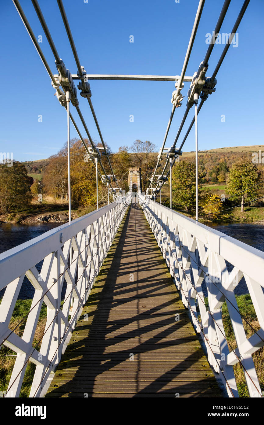 Looking along Chainbridge footbridge, route of Southern Upland Way ...