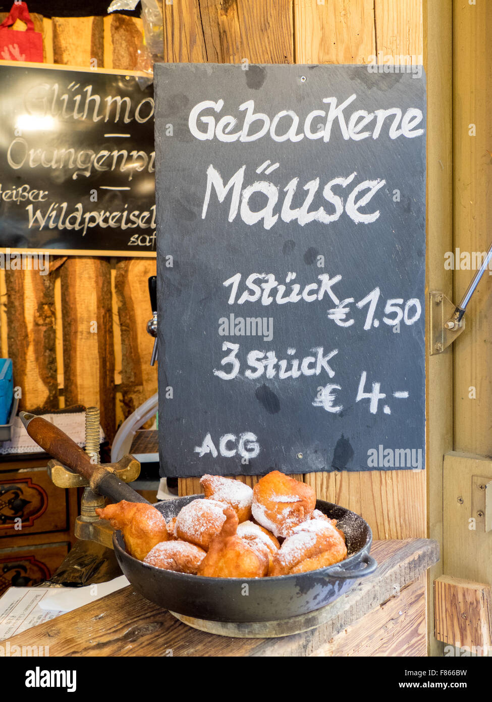 Hand written blackboard menu with prices of fried mice, traditional ...