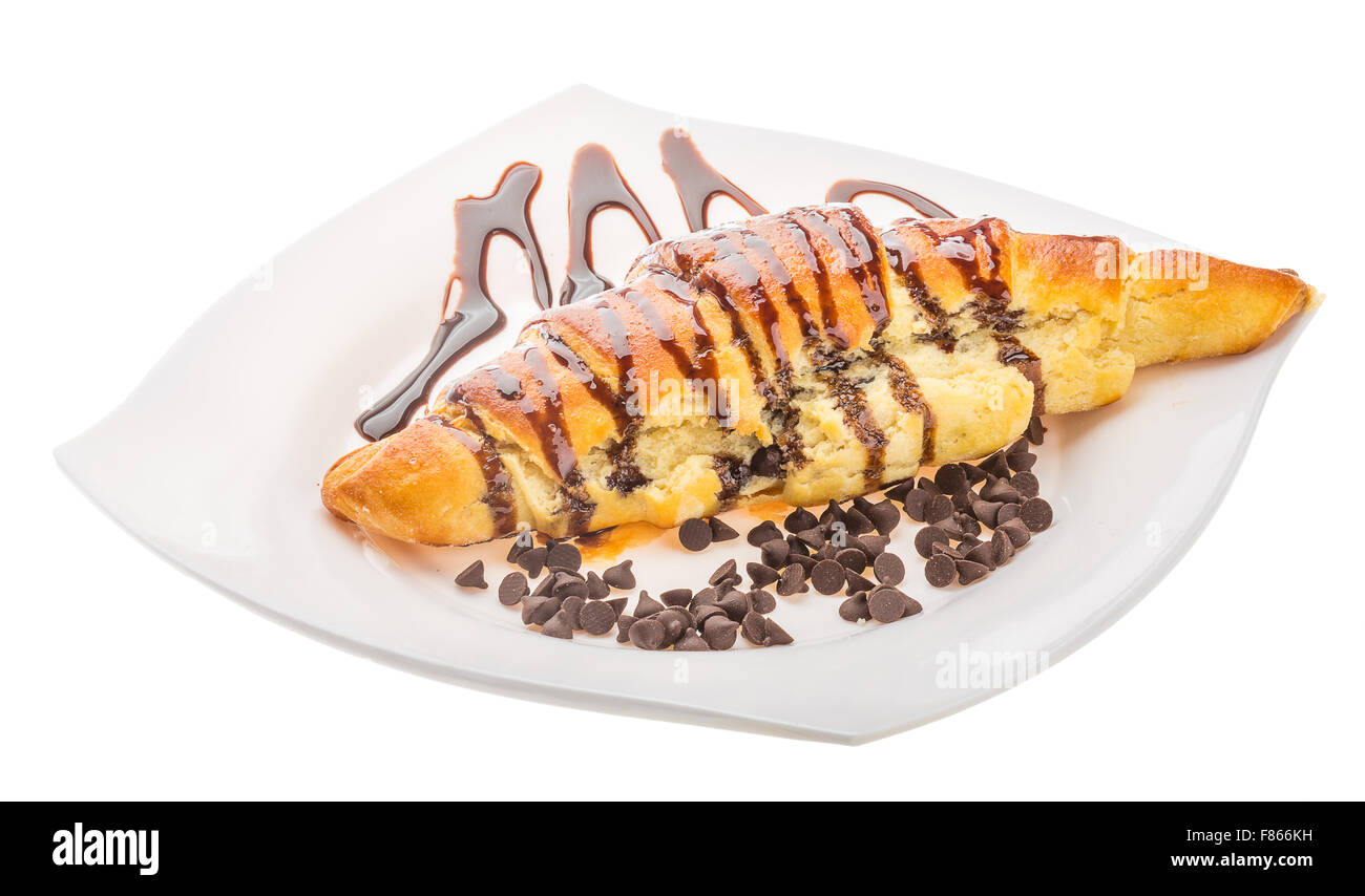 Fresh Croissant with chocolate topping Stock Photo - Alamy