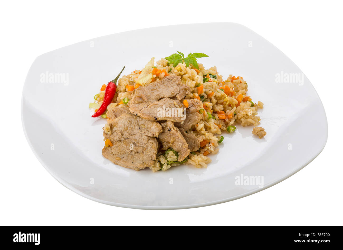 Fried rice with pork - asian traditional food Stock Photo - Alamy
