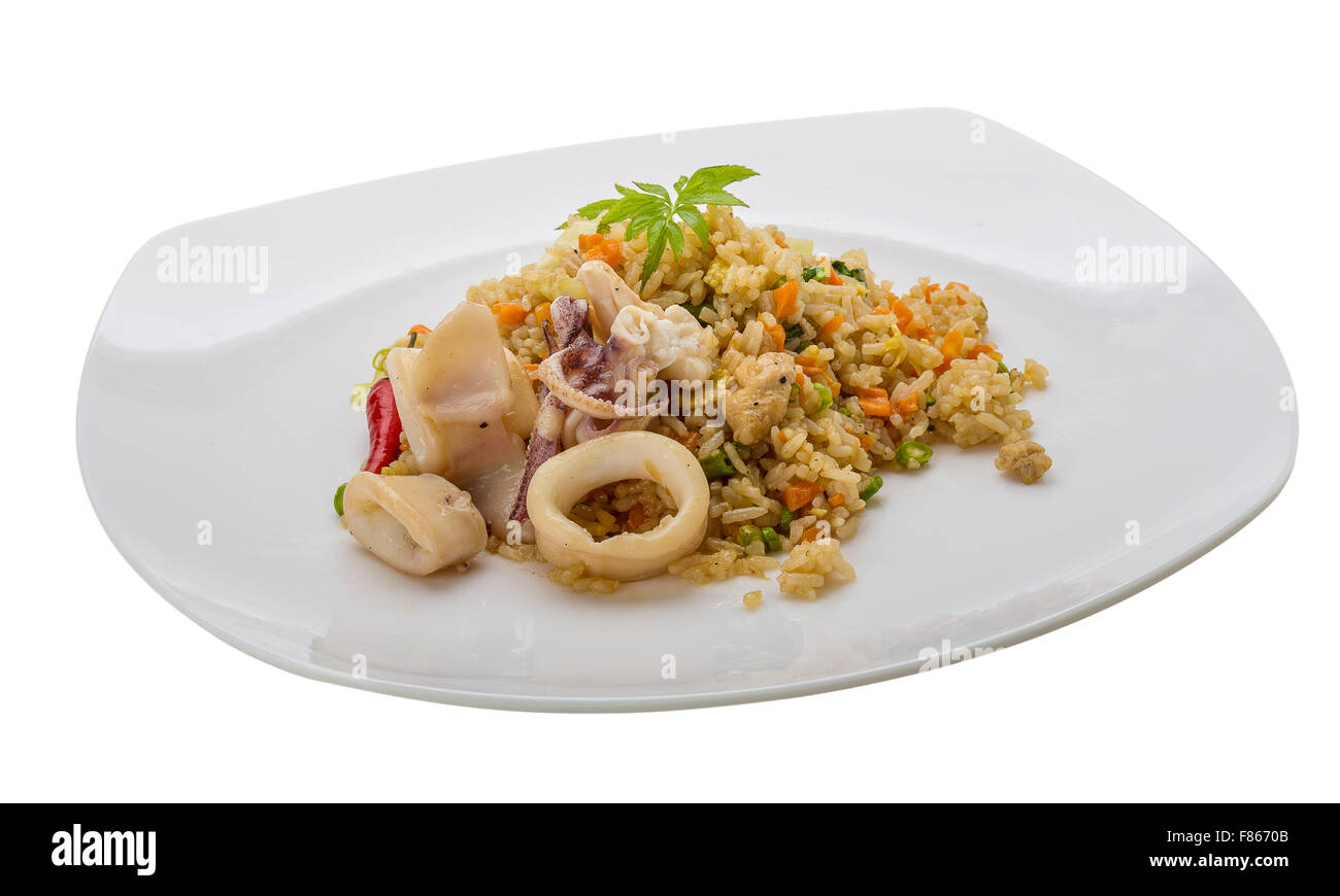 Fried rice with calamari - asian food Stock Photo - Alamy