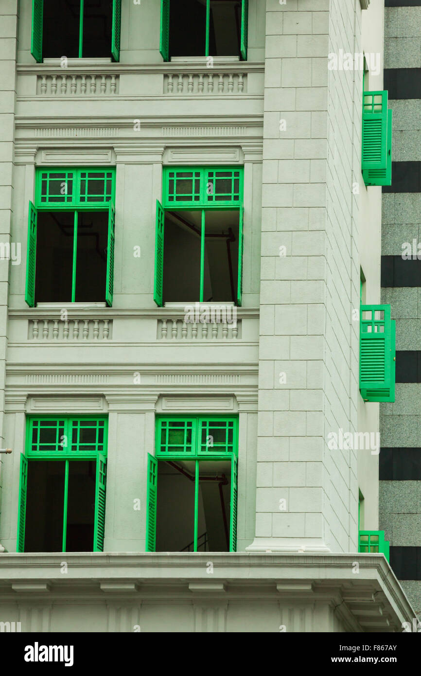 Heritage colourful Windows in Singapore Stock Photo - Alamy