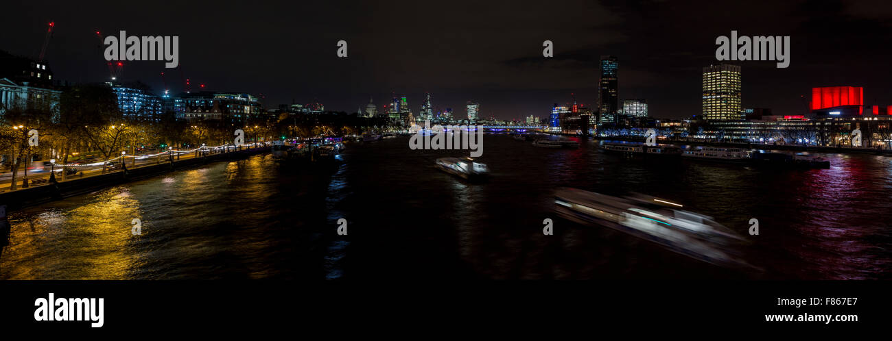 A panoramic view of the River Thames at night Stock Photo - Alamy