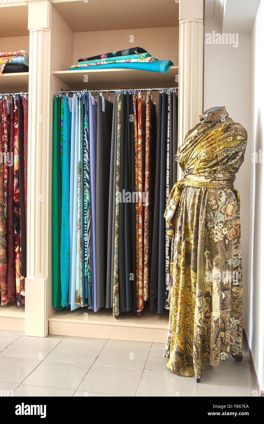 Stack of colourful folded fabric Stock Photo - Alamy